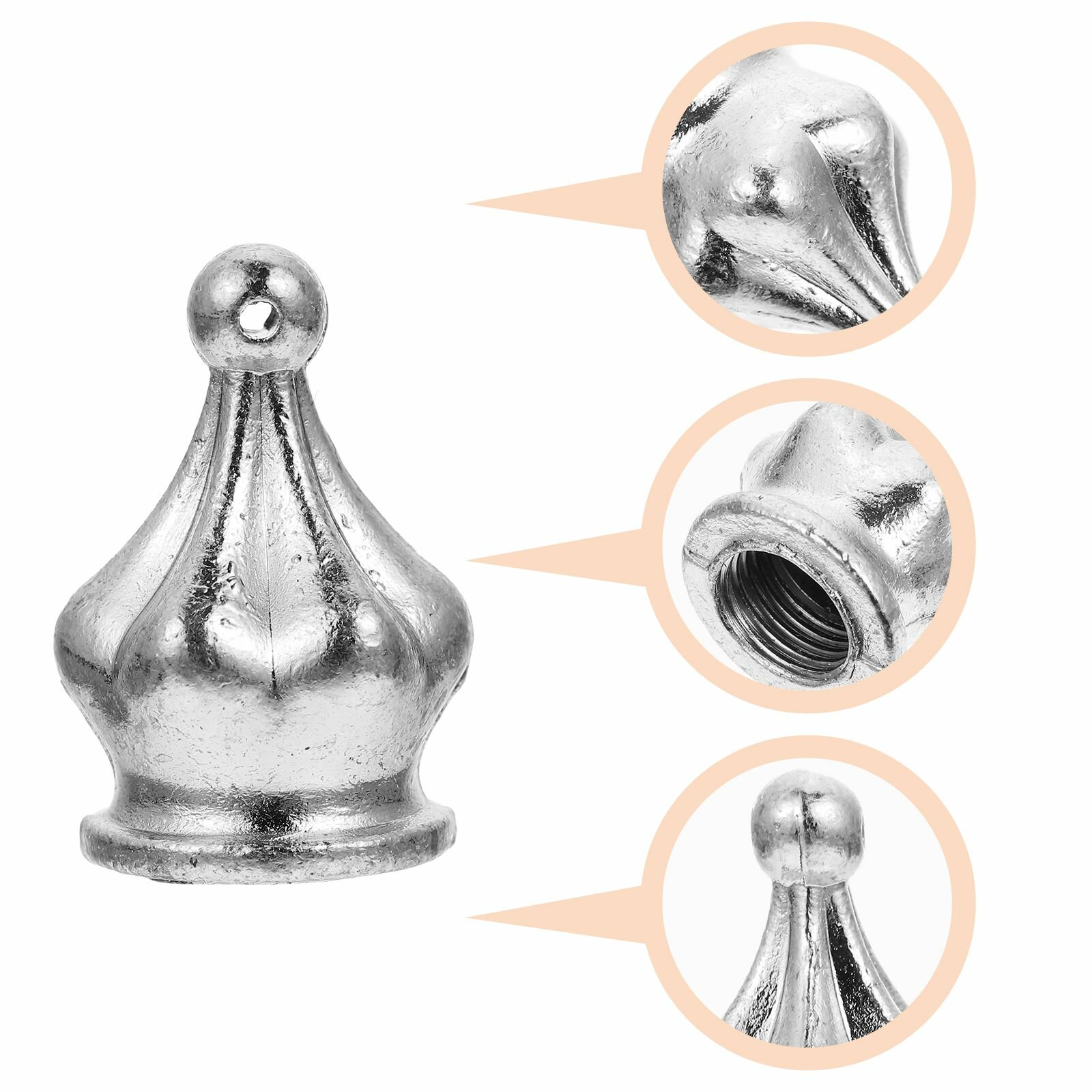 Набор из 4 серебристых декоративных наконечников из цинкового сплава для ламп