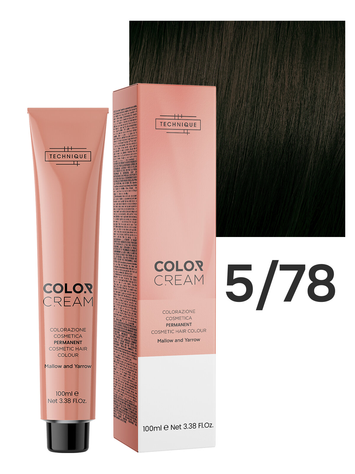 Крем - краска для волос профессиональная Technique Color Cream Permanent Cosmetic Hair Colour 5.78 Светлый каштановый Гранит, 100 мл