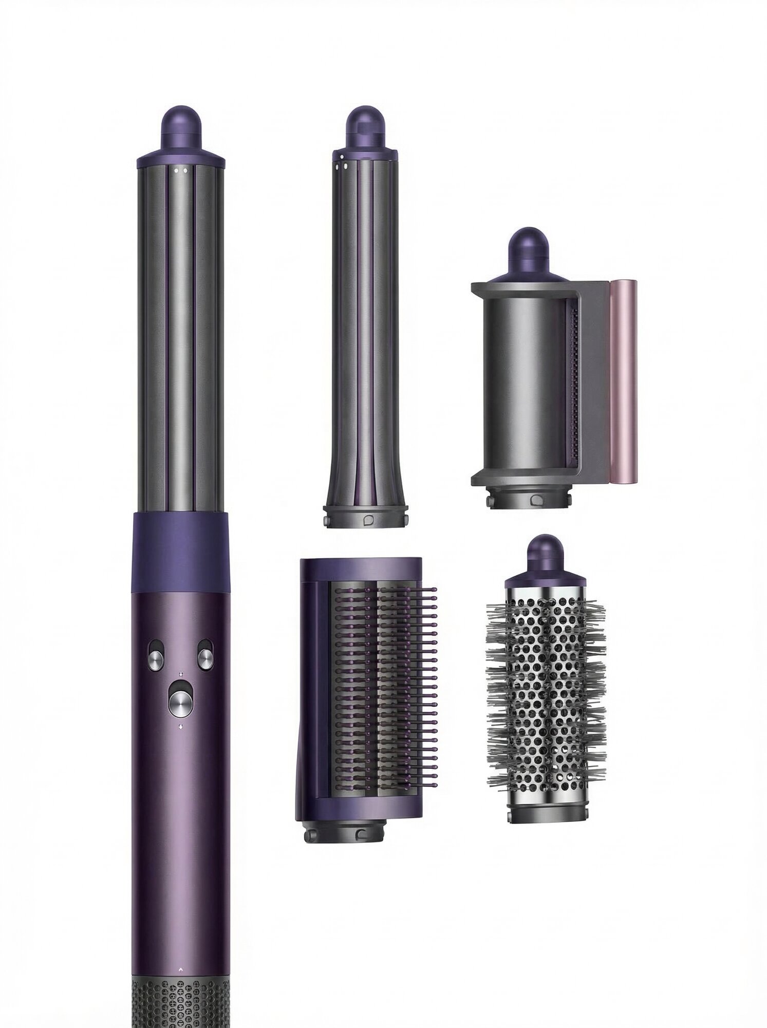 Профессиональный стайлер для волос, плойка для локонов, фен с насадками для укладки расческа 5 в 1, фиолетовый