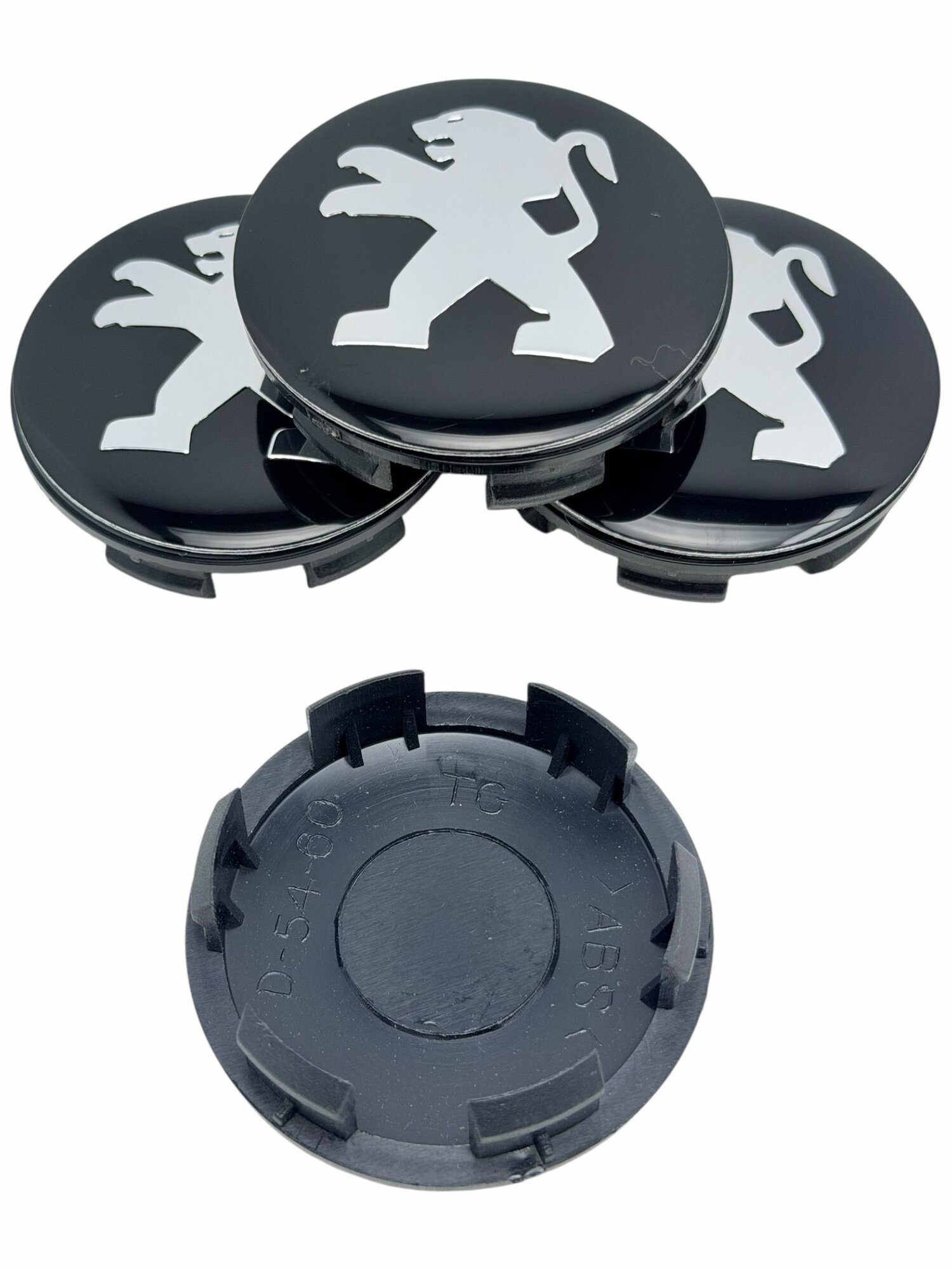 Колпачки заглушки на литые диски c логотипом PEG 60-54-13, 4 колпачка