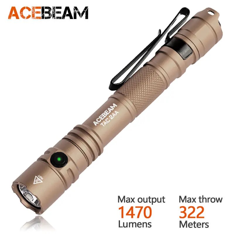 ACEBEAM TAC 2AA EDC фонарь Desert-6500k-CREE