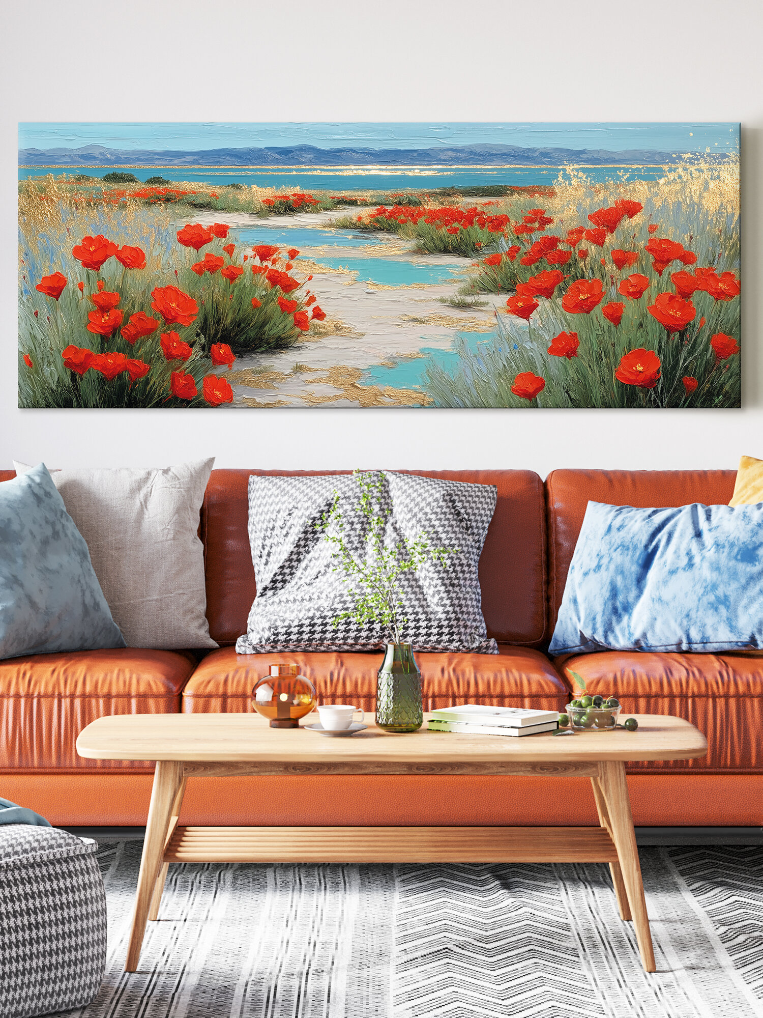 Картина Postermarket "Маки" на холсте с подрамником 45 х 115 см