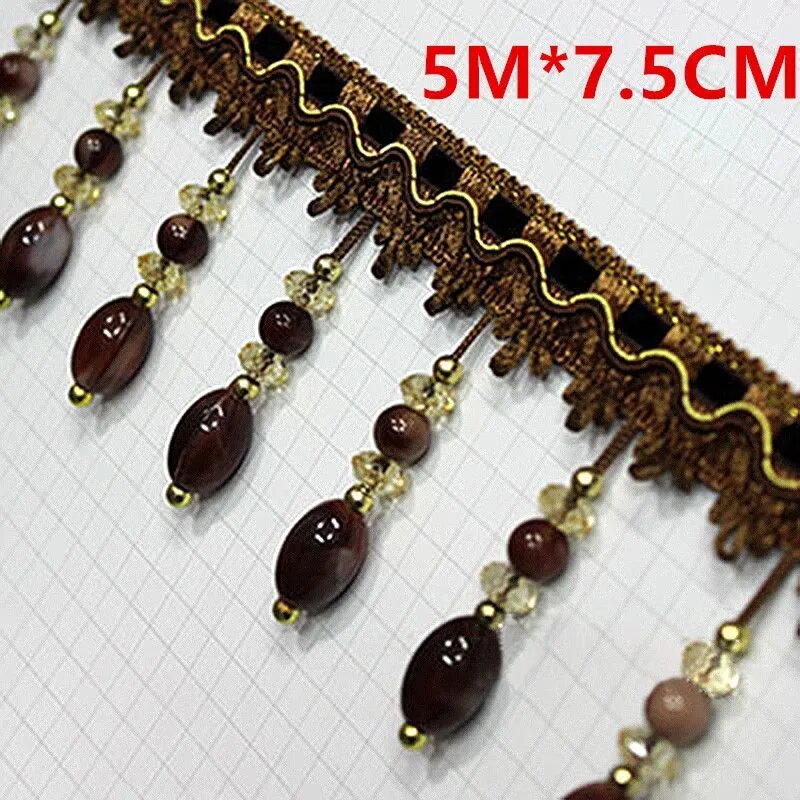 7.5CM*5M Декоративный бордюр для штор с бисером и кристаллами европейский стиль фри имитация нефрита