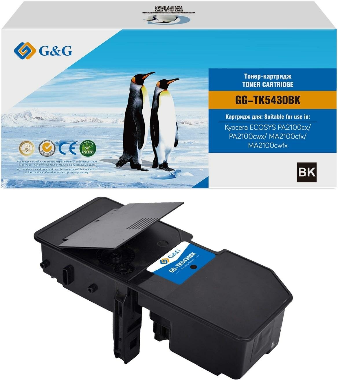 Картридж лазерный G&G TK-5430K черный, 1250 страниц, для Kyocera Ecosys PA2100cx PA2100cwx MA2100cfx MA2100cwfx (GG-TK5430BK)