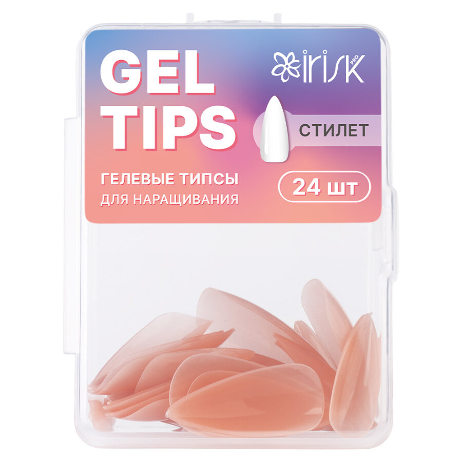 IRISK, Гелевые типсы Нюдовые «Стилет» 02 бежевые, 24 шт