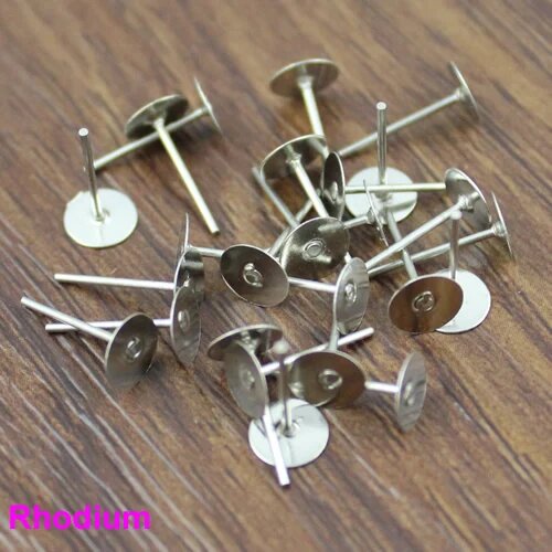 Плоские серьги-гвоздики из металла, 500 шт, 6 мм, 12x6 мм