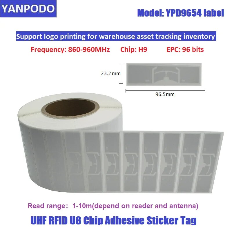 UHF RFID наклейка YANPOD0 96 бит, 860-960МГц