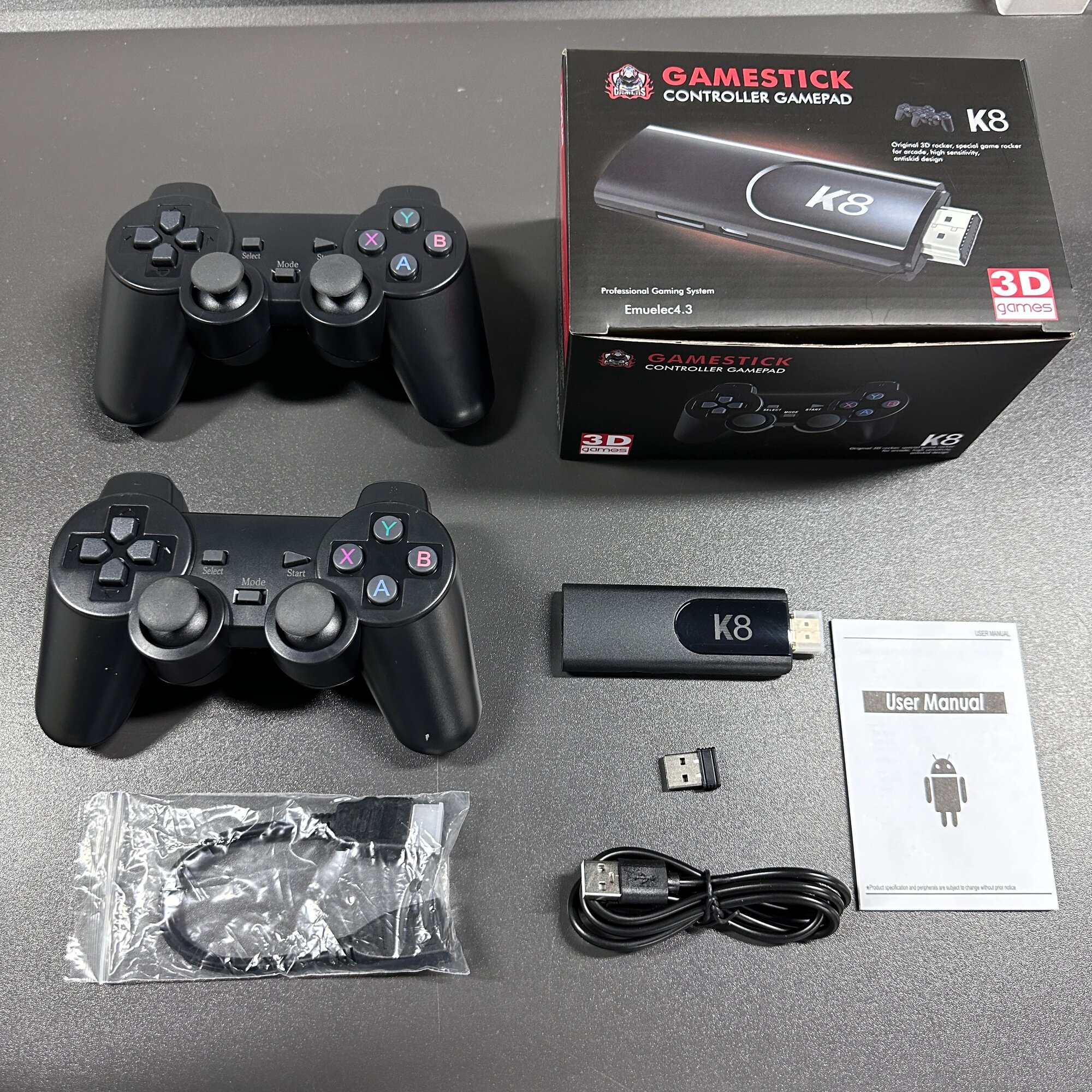 Ретро игровая консоль K8 Game Stick 4K HD TV 40000+ игр Двойной беспроводной контроллер 2,4G Домашний геймер с семейным сопровождением