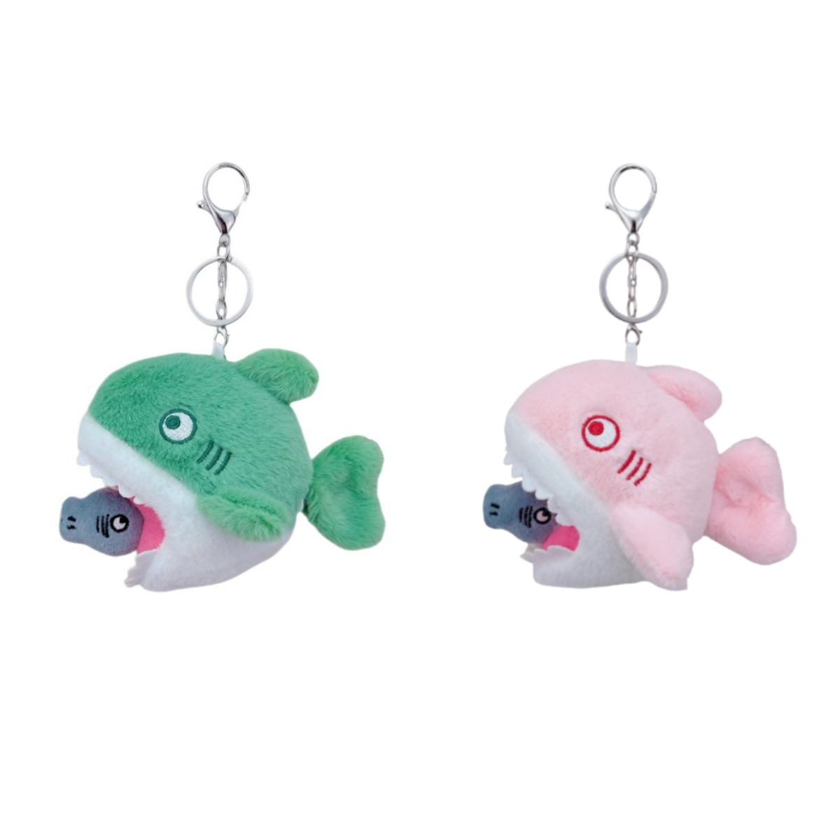 Игрушка-брелок унисекс AOAOXIONG Акула, кусающая за руку, 12 см, Green+Pink