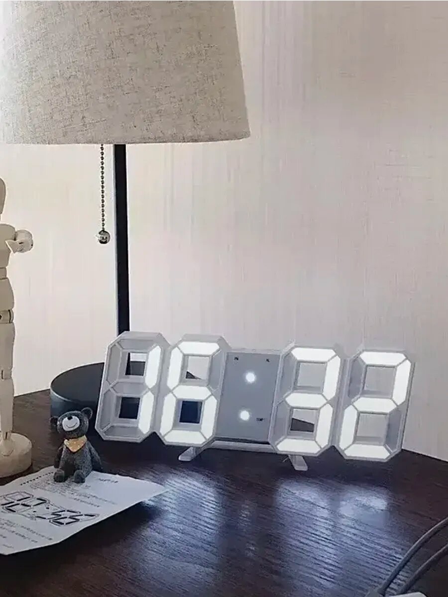 Цифровые 3D светодиодные настольные часы с будильником