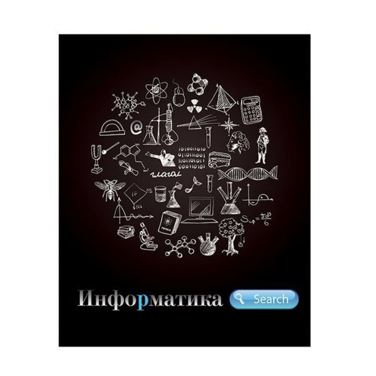 Тетрадь 48 л. А5 клетка школьная Информатика мелованны картон, сплошно УФ-лак фольга