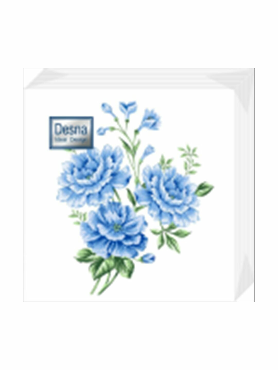 Салфетки бумажные Салфетки Голубые цветы салфетки 24х24 1сл 40 л "Desna Design"