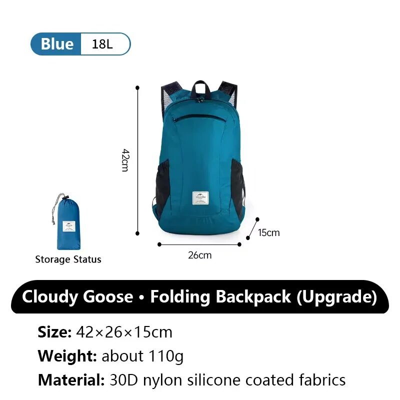 Складной рюкзак Cloudy Goose Blue 18L