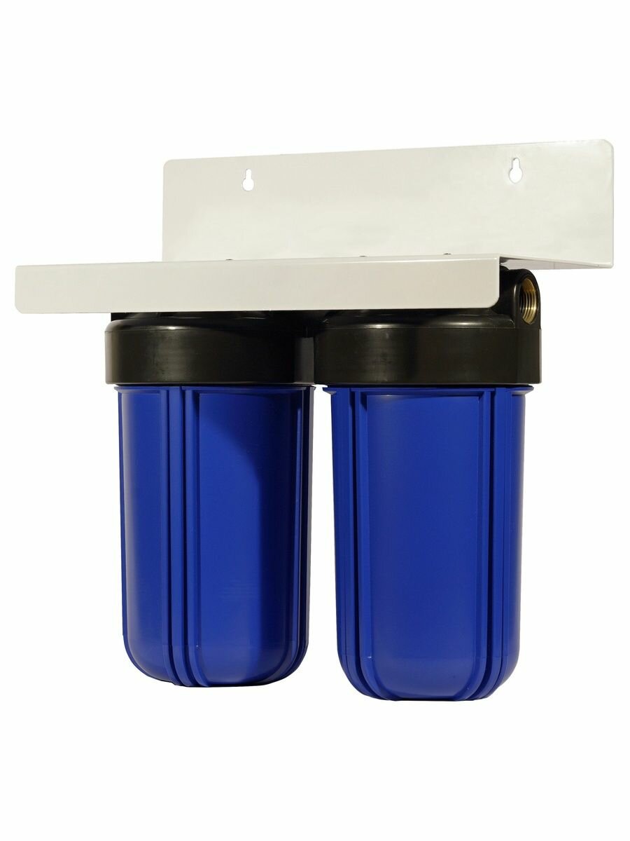 Корпус фильтра тройной 10BB-DUO 1" (Big Blue 10") синий + ключ и крепление