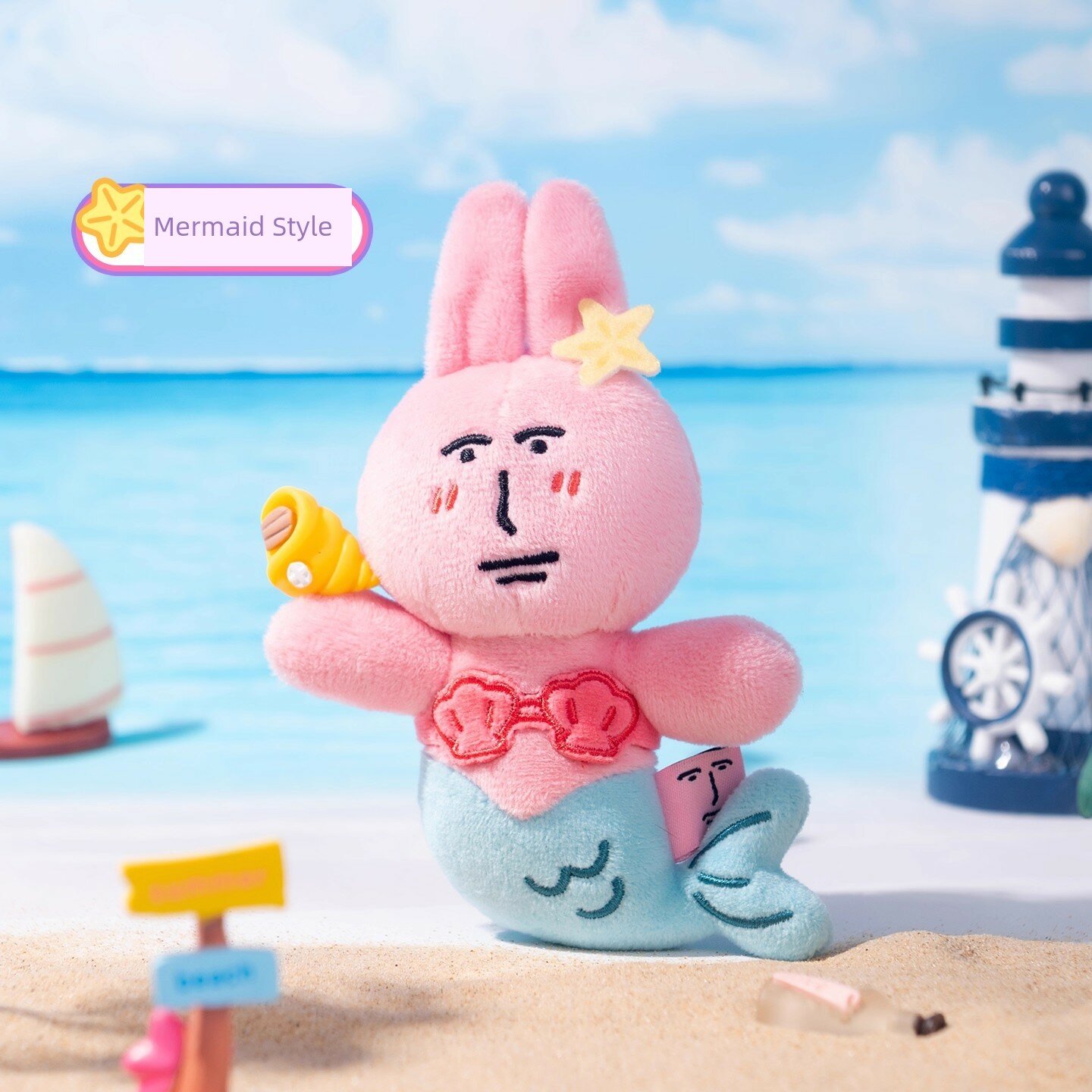 Плюшевый кролик и русалка брелок, очаровательный аксессуар для рюкзаков (86 characters)