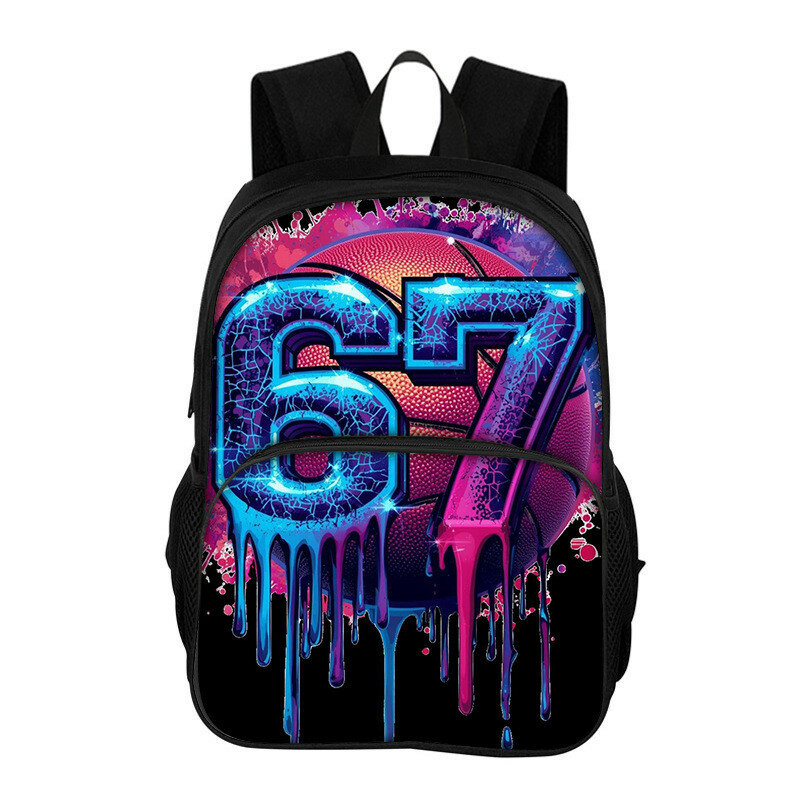 Рюкзак для студентов 67 с принтом с большим передним карманом и вентиляционной системой для школы магента