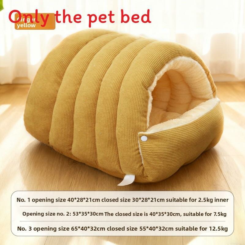 Cozy pet bed for dogs and cats with soft pp cotton for warmth and privacy, yellow 40x28x21cm