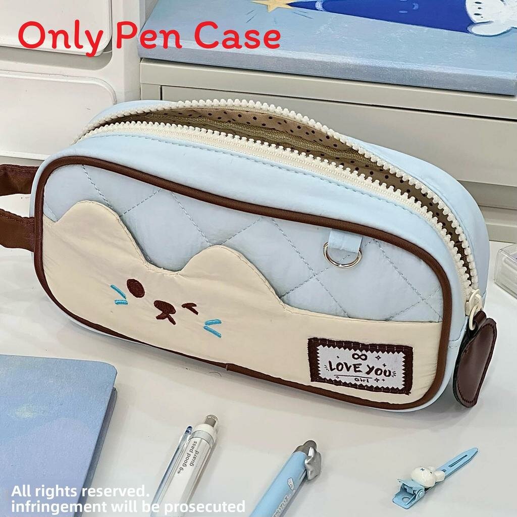 Пенал для девочек большой вместимости стиль милый тканевый органайзер для канцелярии для школы