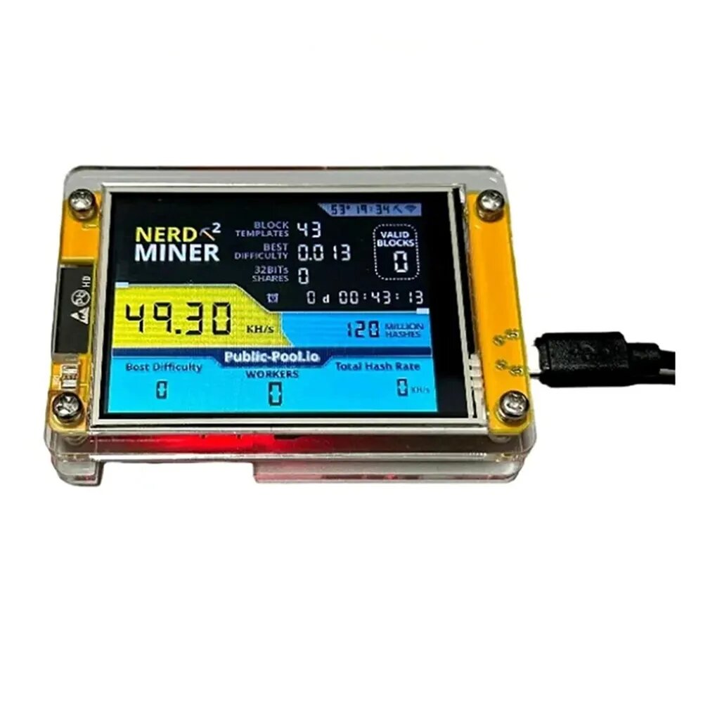 Совершенно Новый Nerdminer V3 2,8-Дюймовый BTC Solo Lottery Nerd Miner Crypto