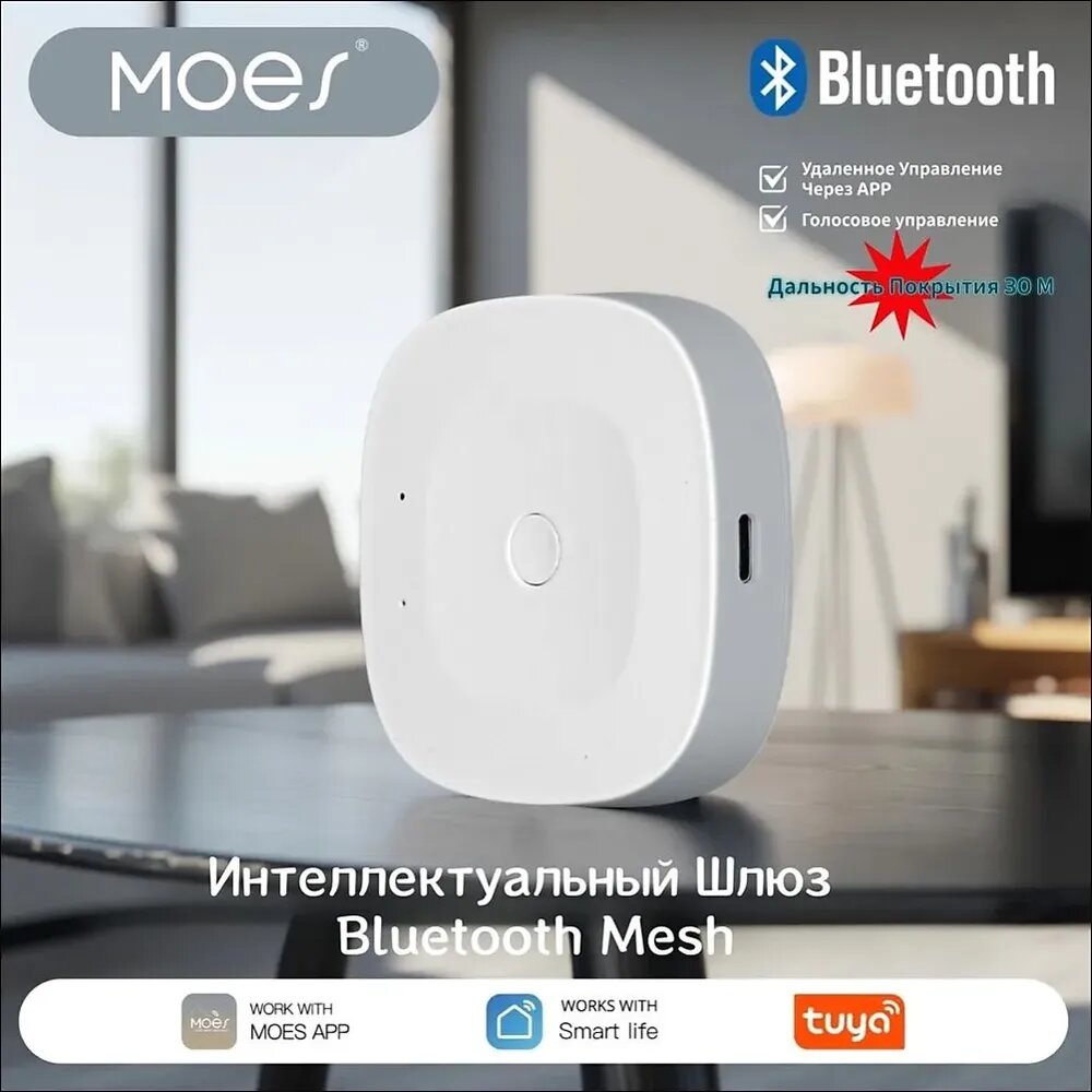 Интеллектуальный Шлюз Bluetooth Mesh (Поддержка До 128 Устройств, Удаленное Управление Через APP, Питание Type-C, Дальность Покрытия 30 М)