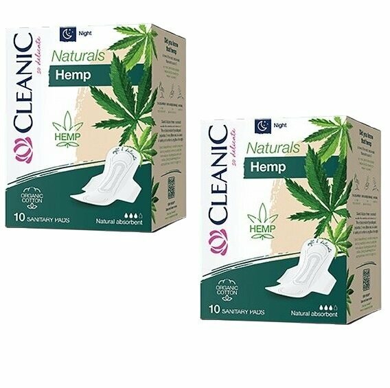 Прокладки гигиенические Cleanic Naturals Organic Cotton&Hemp (ночь 3*) 10 шт 2упаковки