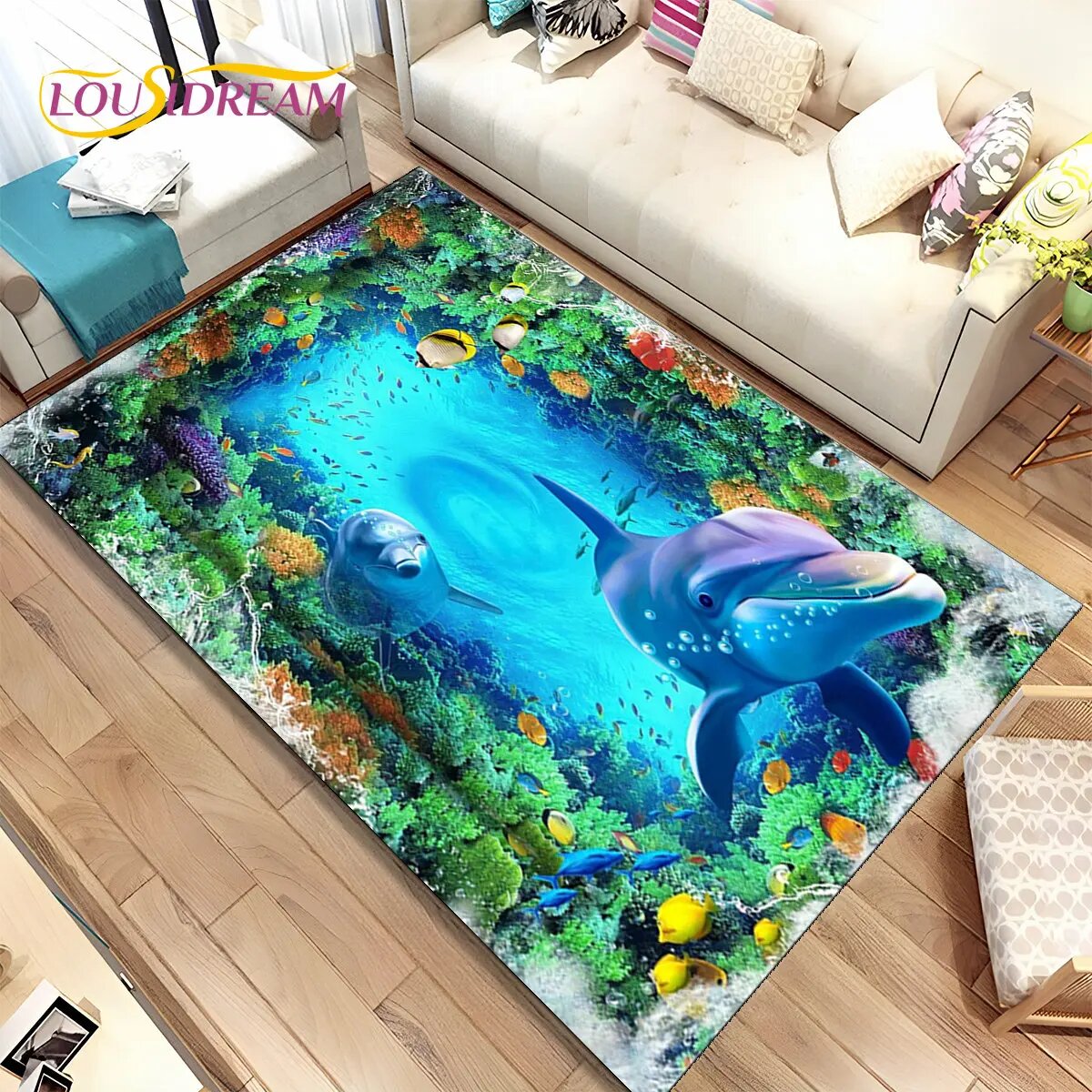 3D иллюзия морского дна ковёр LOUSIDREAM Синий, 40x60cm(15x23in), 25