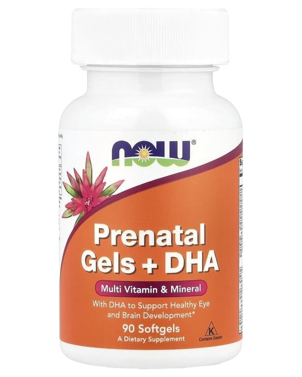 NOW Foods Prenatal Gels + DHA, Пренатальный Комплекс + ДГК 90 гелевых капсул