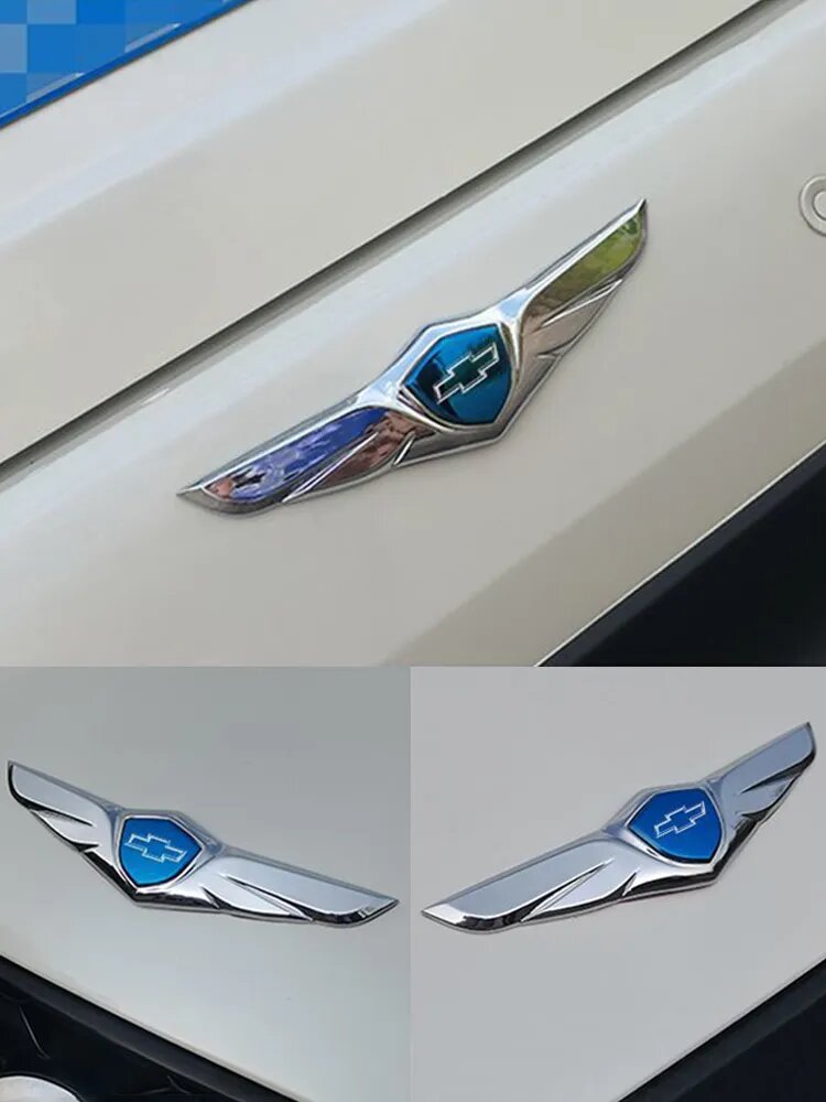 Знак автомобильный для Chevrolet с логотипом крыльев, хромированный, 21x5 см, из нержавеющей стали и ABS пластика — фото 1