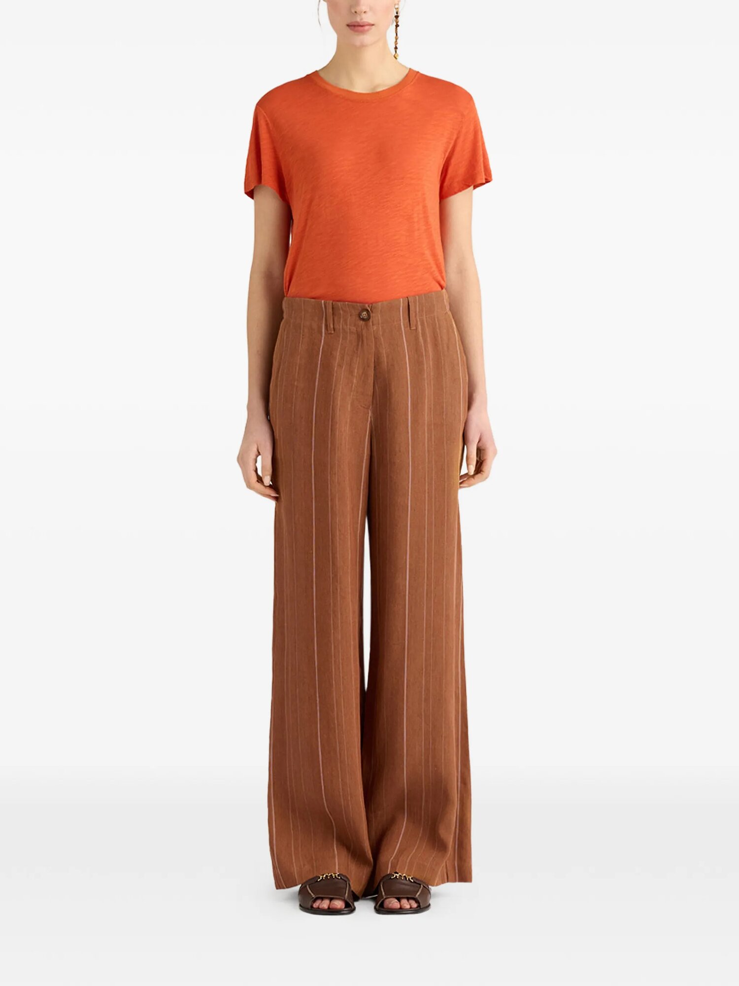 Брюки Momoni Pinstripe wide trousers, размер 44, brown — фото 1
