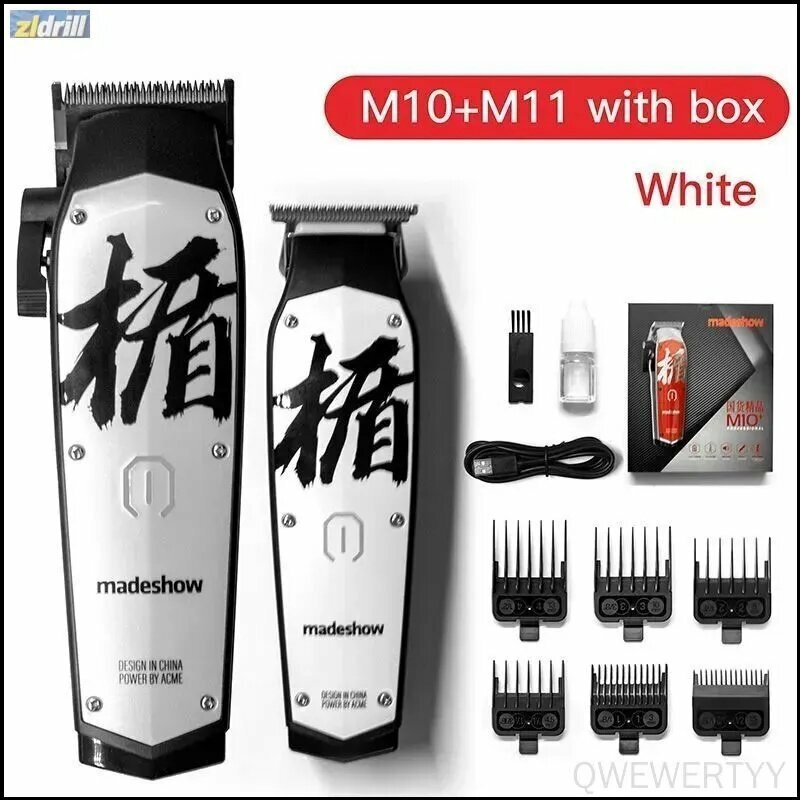 JRL Professional Машинка для стрижки madeshow m10+m11 W, белый, серебристый