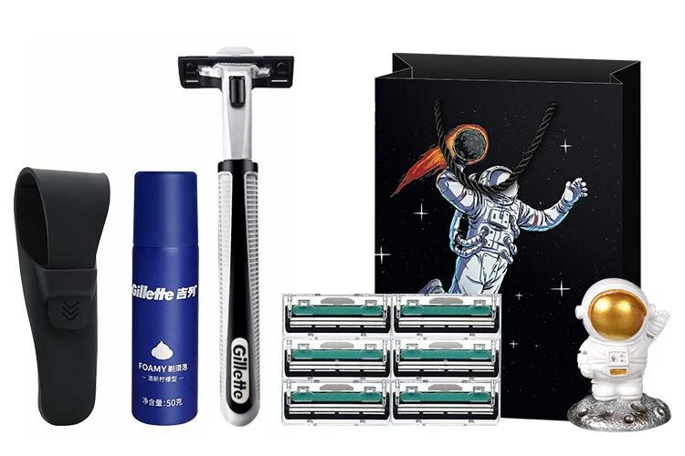 Набор для бритья мужской Gillette 13404671, Wei Feng six-head astronaut limited edition (including storage bag + shaving foam)