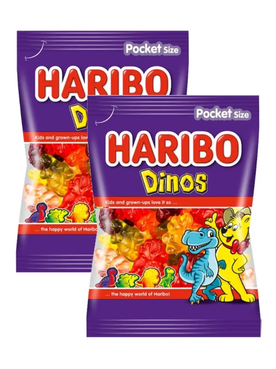 Жевательный мармелад Haribo Dinos / Харибо Динозаврики (Германия), 2 шт. по 100 грамм