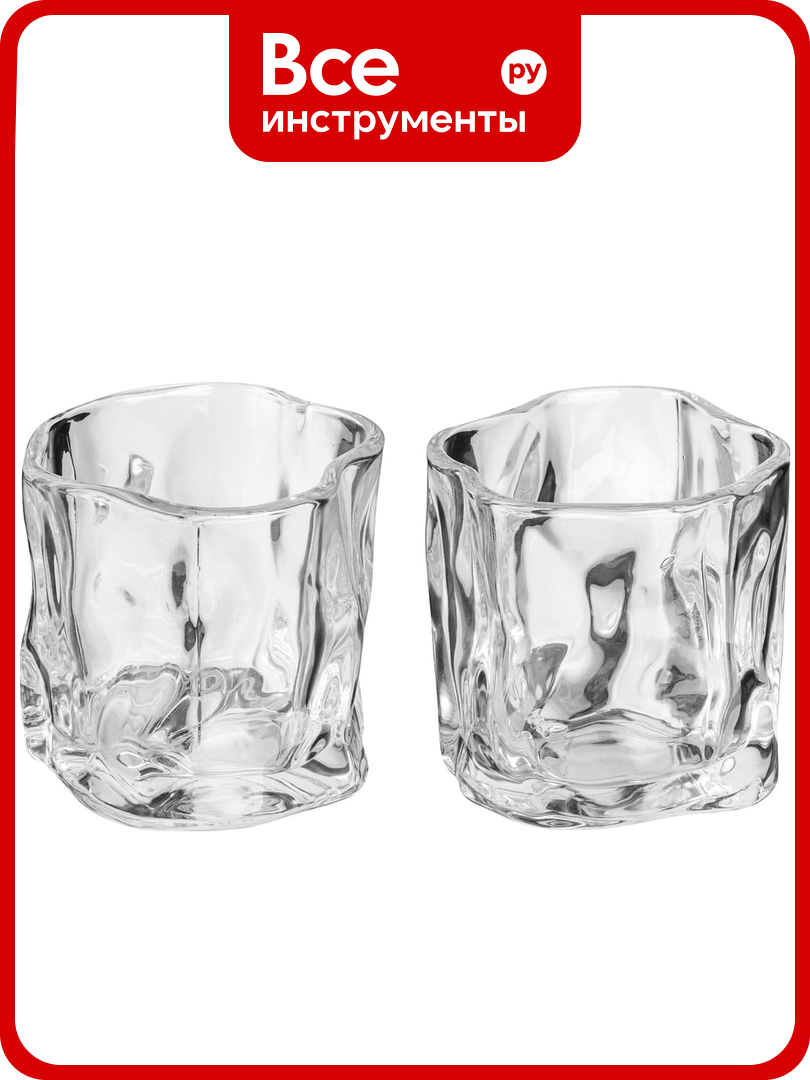 Набор стаканов PERFECTO LINEA Ice Rock 2 шт. из прозрачного стекла для крепких напитков, низкий фигурный