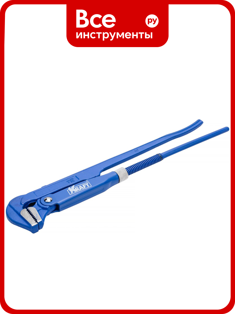 Трубный ключ KRAFT №2 рычажный, с прямыми губками KT 700831, из инструментальной, инструментальной стали