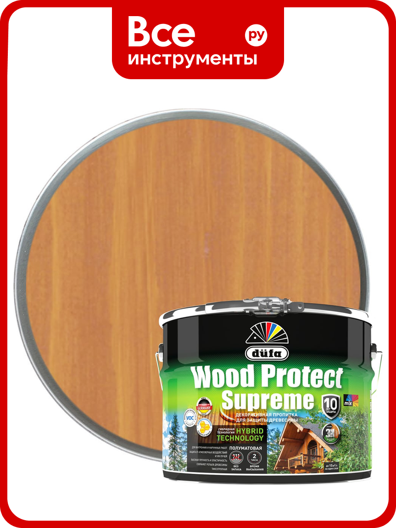 Пропитка Dufa WOOD PROTECT Supreme, сибирская лиственница 9 л МП00-008529