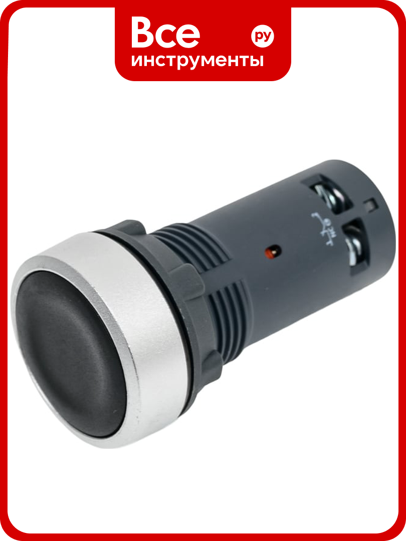 Кнопка Systeme Electric SB7 моноблочная, 22мм, черная, с возвратом, металл, 1НО+1НЗ, IP65 SB7EA25