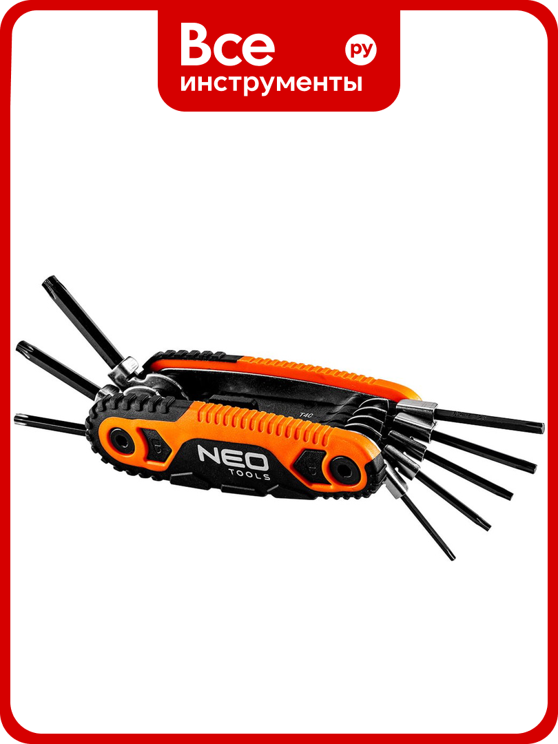 Набор ключей NEO Tools Torx 09-573, полупрофессиональный, с ручкой, 8 шт