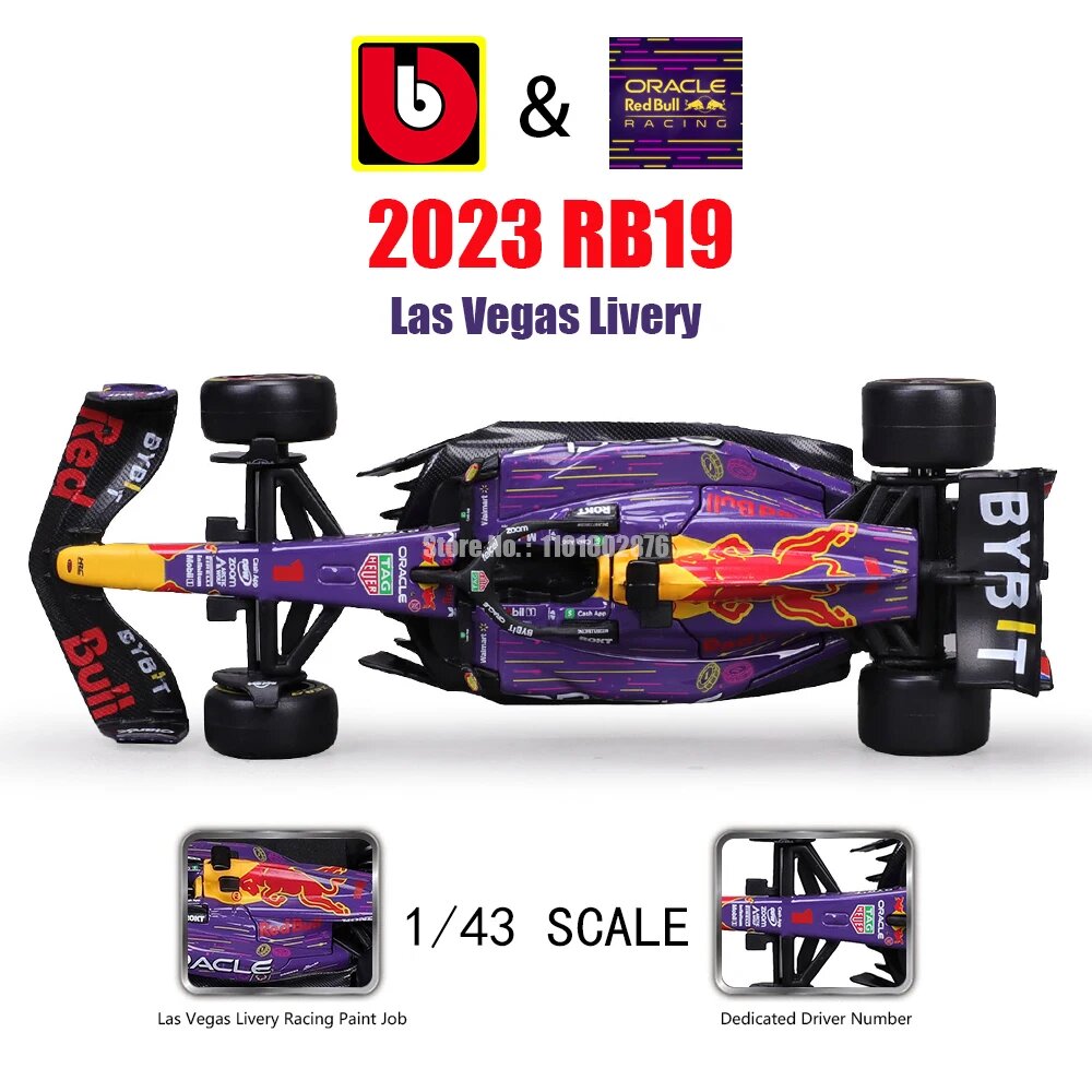 Bburago 1:43 Red Bull RB19-11 F1, фиолетовый