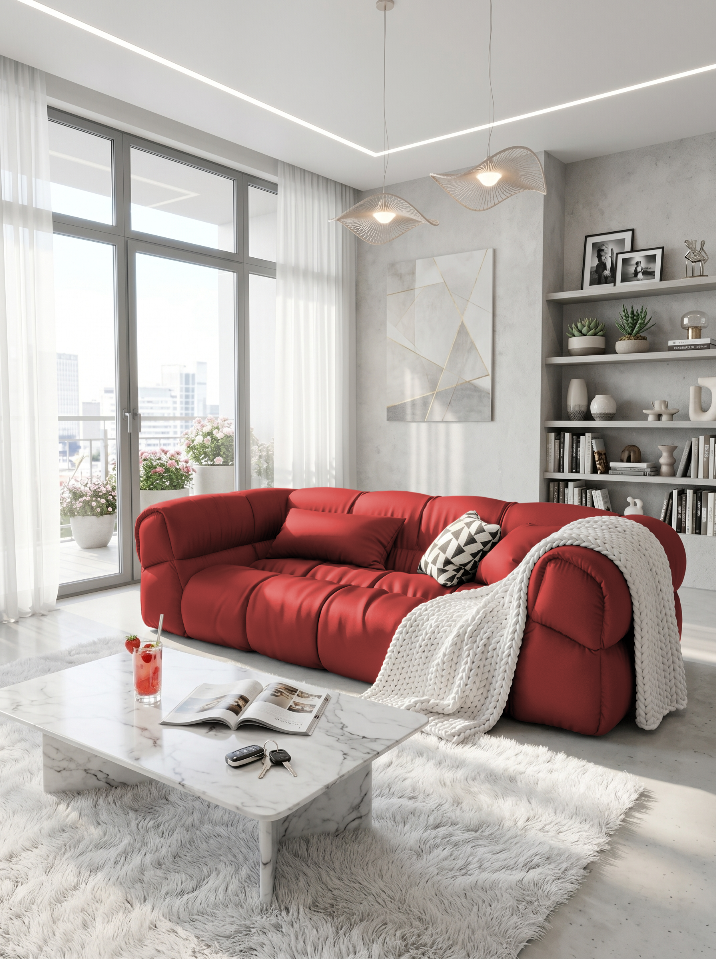 Диван Шелби Galaxy Red NEW 239x105x72 см, красный Экокожа, нераскладной GOODFORM
