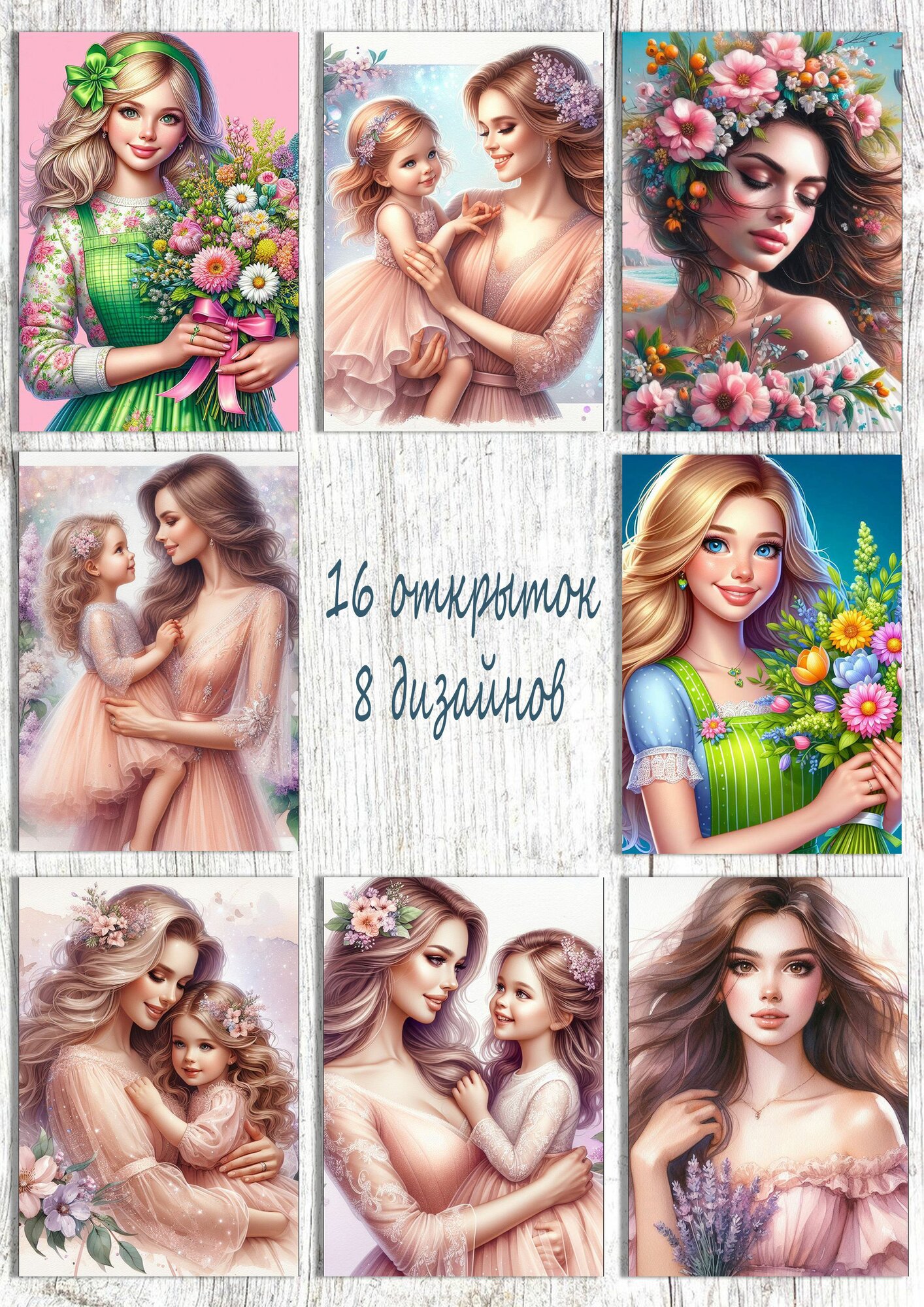 Открытки Мама, 16 штук