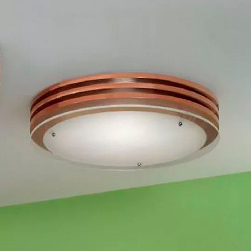 Kolarz QUADRA светильник потолочный, круг, розрач стекло, R7s, 1 50W, H8 cm, D 5 3 cm, дерево