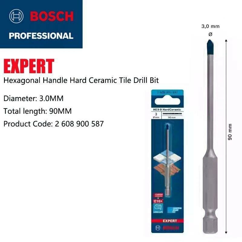 BOSCH сверло для плитки hex-9 hardcer 3x90 2608900587