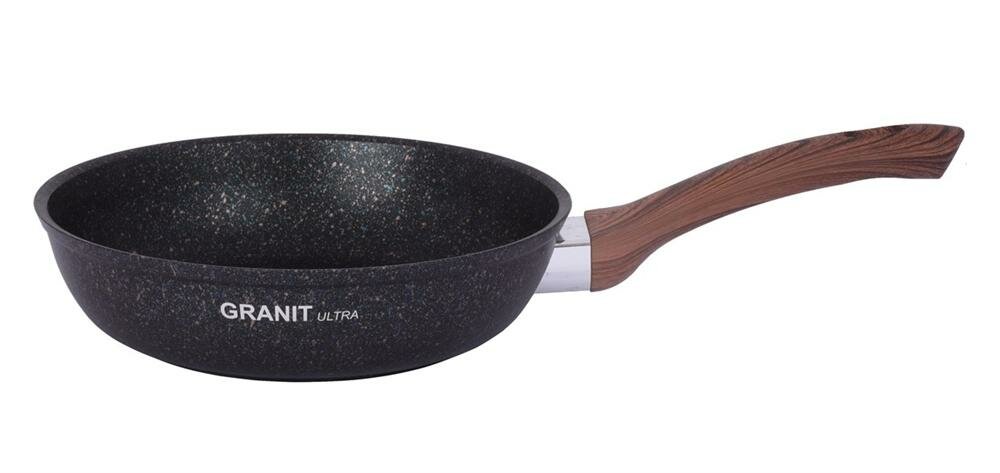 Сковорода 24см Kukmara сго240а Granit UltraBlack алюминий, антипригарное, черный литая толстостенная сковорода, отлитая вручную, с 5-ти слойным антипригарным мрамор