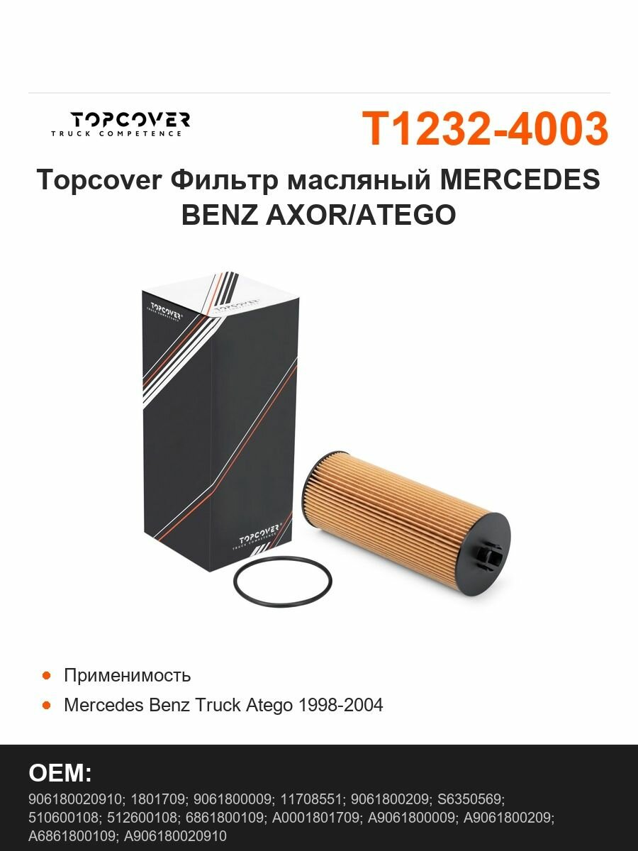 Topcover Фильтр масляный MERCEDES BENZ AXOR/ATEGO