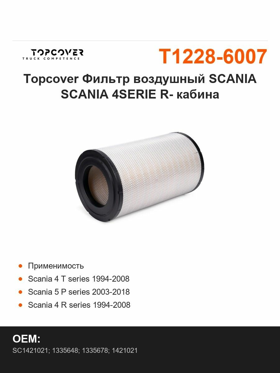 Topcover Фильтр воздушный SCANIA SCANIA 4SERIE R- кабина