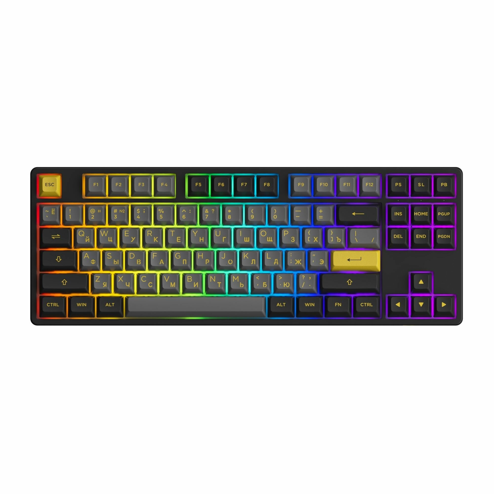 Игровая Клавиатура AKKO 5087S Black&Gold, проводная, RGB, Hot Swap, V3 Cream Yellow Switch