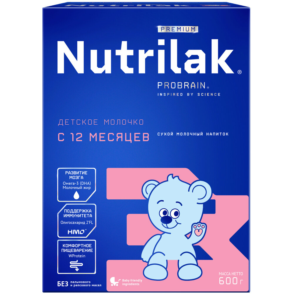 Nutrilak premium 3 детское молочко напиток сухой молочный с 12 мес 600г