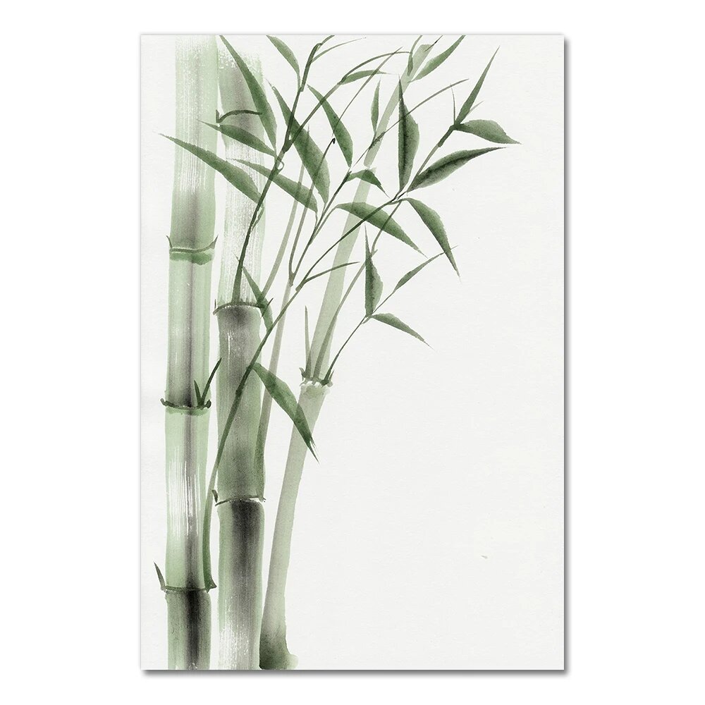 Плакат с бамбуковыми листьями, украшение дзен, Новая китайская нереальная абстрактная чернильная живопись, печать на стене, искусство на холсте, картина для домашнего декора