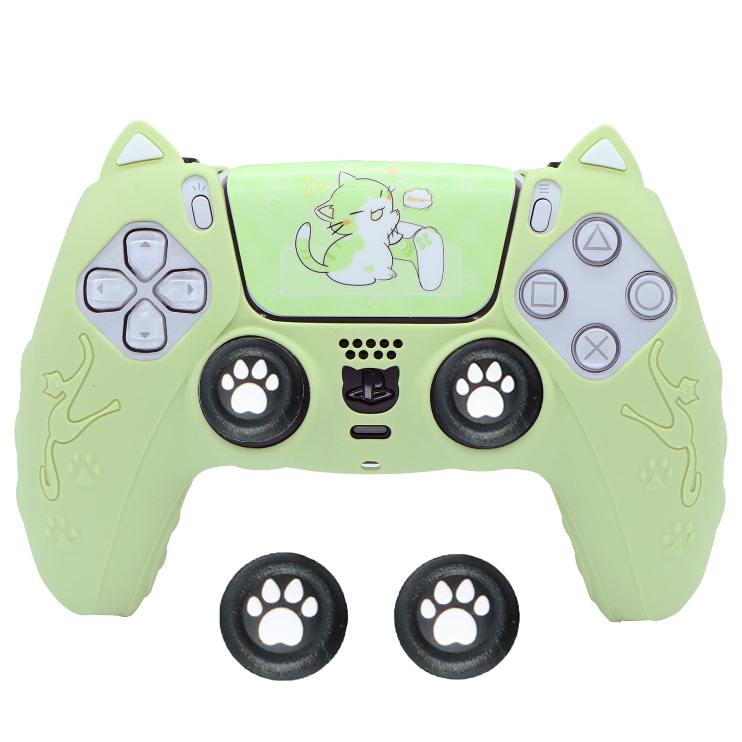 Силиконовый чехол для контроллера PS5 LONGPEAN Controller Case Set с наклейкой кошачья лапа Purple