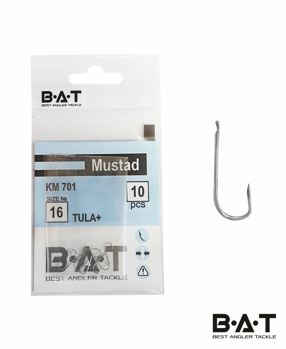 Крючки BAT Mustad КM 701 Tula+ (№ 16) упаковка 50 штук